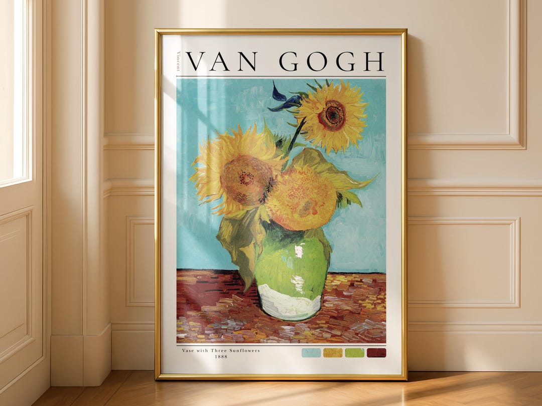 Vincent Van Gogh Poster: Vase With Three Sunflowers (1888), Oil on ...