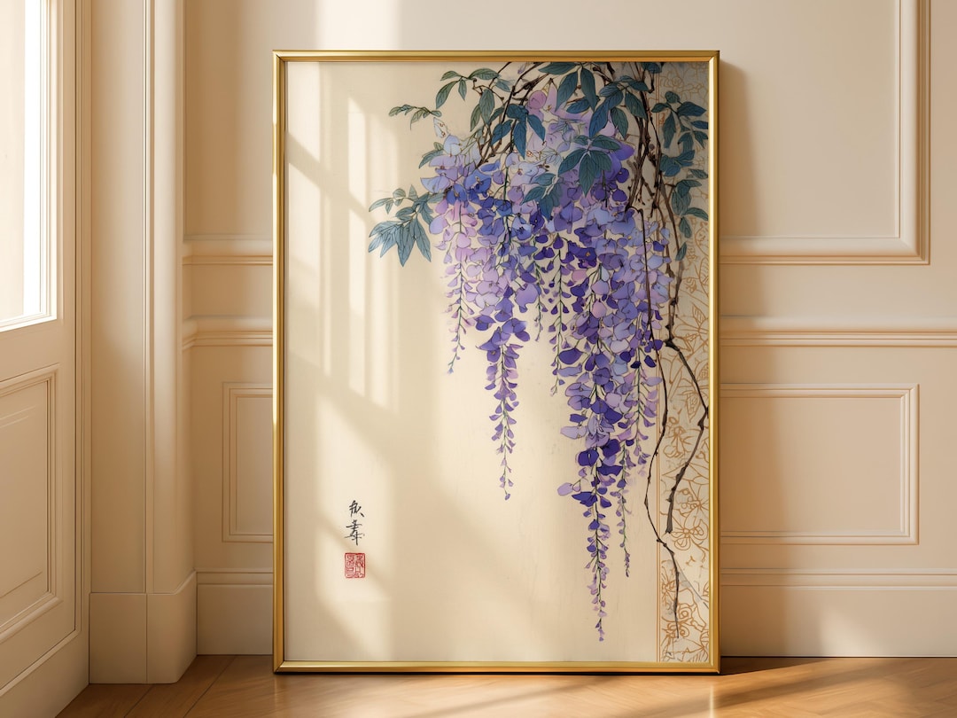 Wisteria Vines Poster, Carved Linework,, Japanese Art Print ...