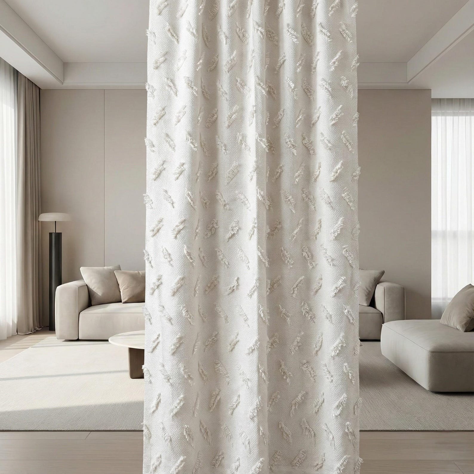 Boho Tufted Curtains, Textured S-fold Drapes, Thick Woven Room ...