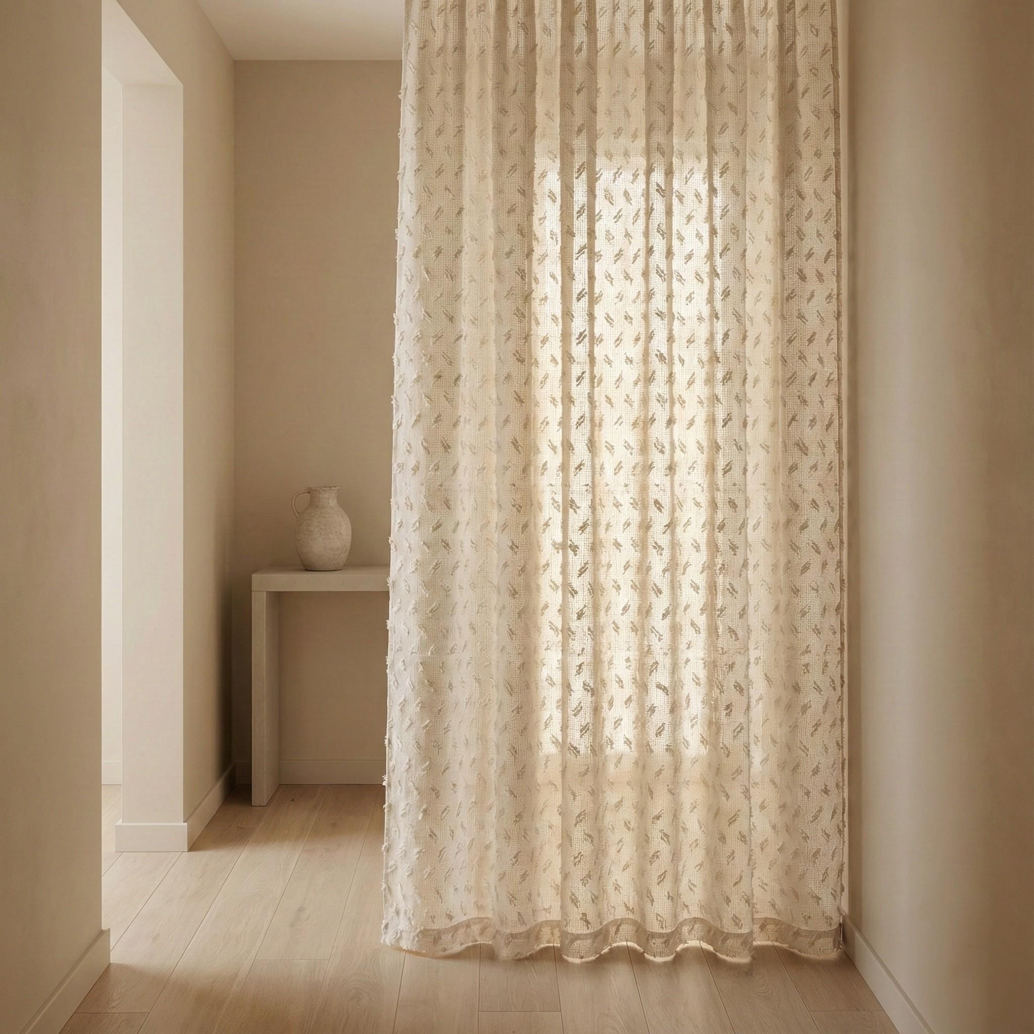 Boho Tufted Curtains, Textured S-fold Drapes, Thick Woven Room ...