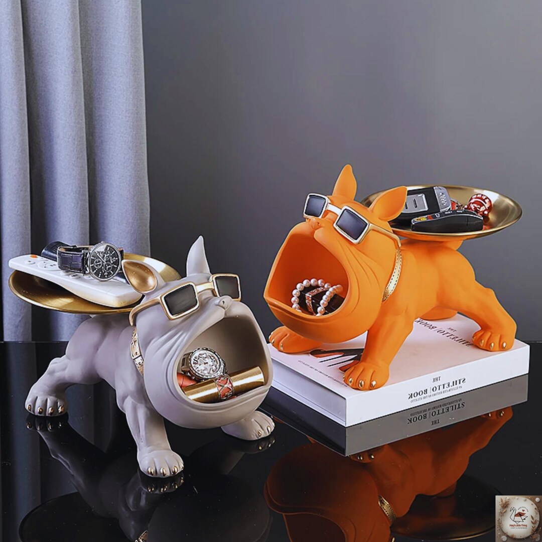 Bulldog Dog Statue Storage Box - Etsy
