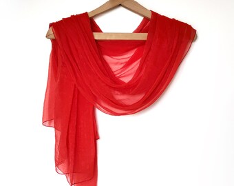 Bright Red Scarf | Etsy