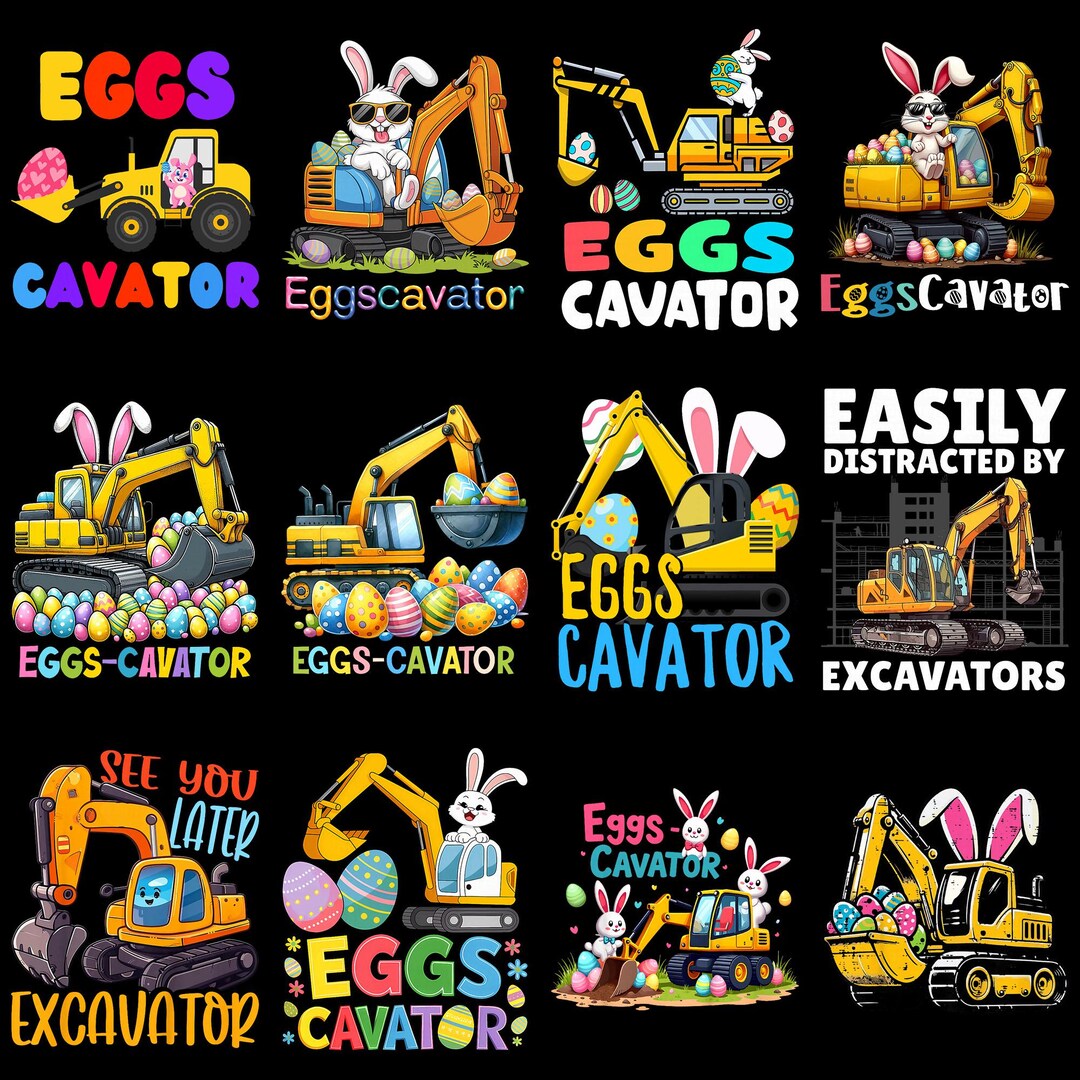 Eggscavator Easter PNG Bundle, Easter Excavator Clipart, Construction ...