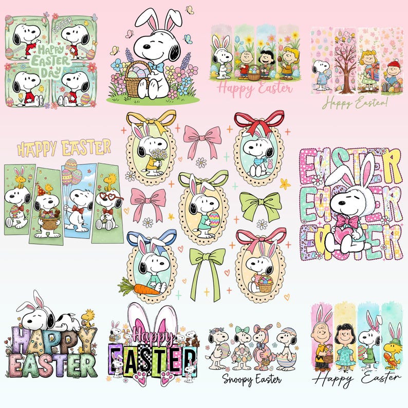 Snoopy Easter PNG Bundle, Easter Beagle Clipart, Snoopy Easter Eggs ...
