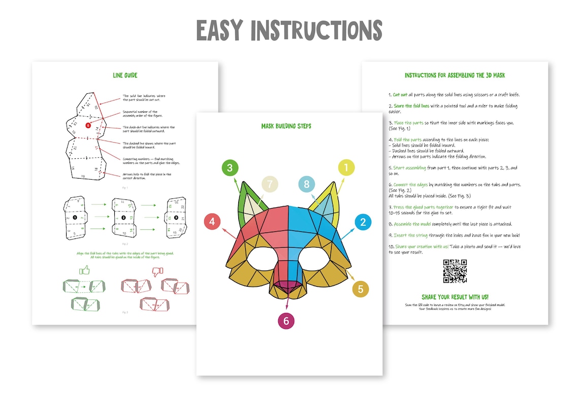 3D Paper Wolf Mask Template – DIY Costume (pdf, Svg, Dxf), Halloween ...