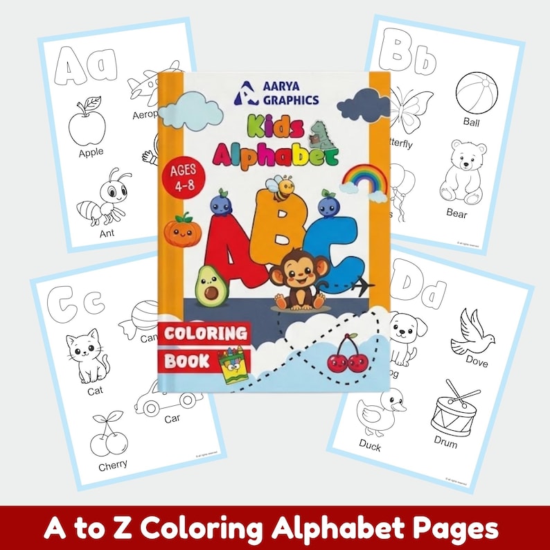 Kids Alphabet Coloring Book | A-Z Letter Pages, Preschool Learning ...