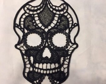 Skull White Lace Fabric - Etsy