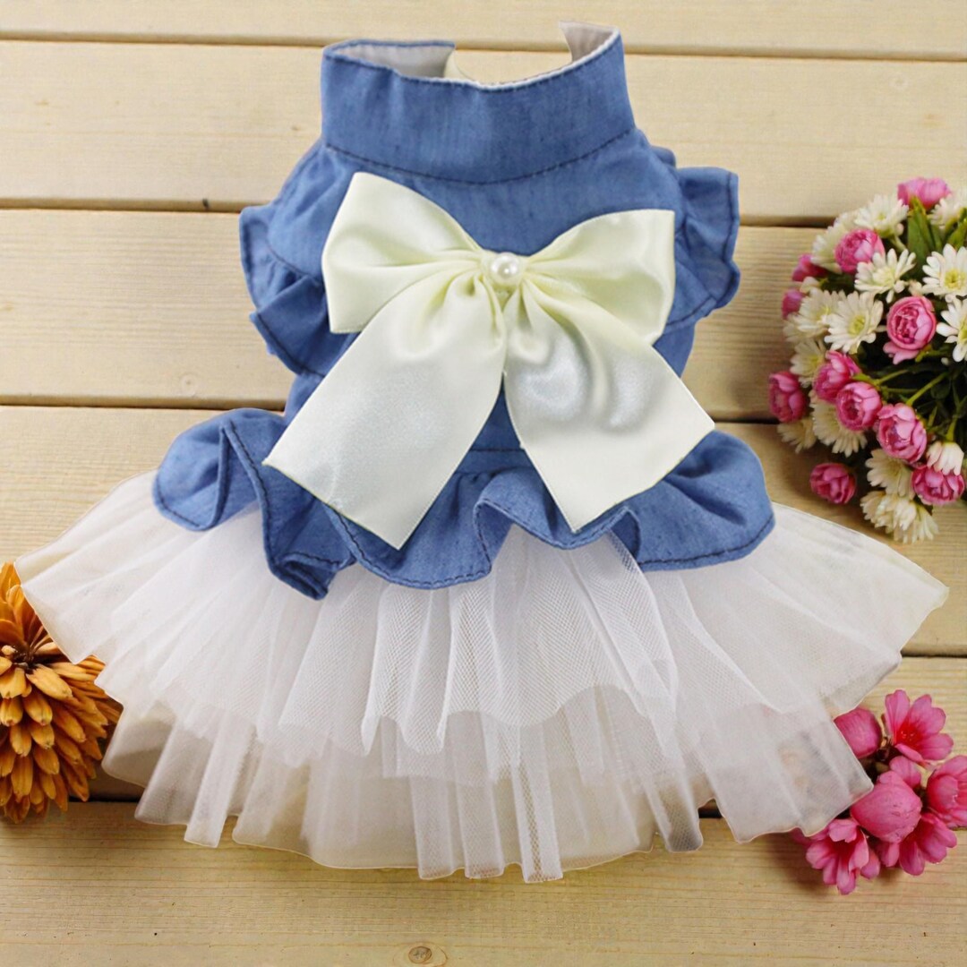 Denim Cat Dress for Sphynx & Small Pets | Summer Girl Kitten Skirt ...