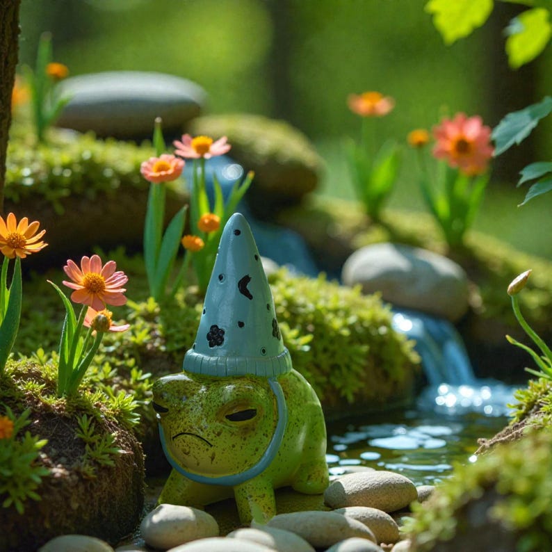 Grumpy Frog Figurines Garden Decor | Cute Toad Mini Statues With Party ...