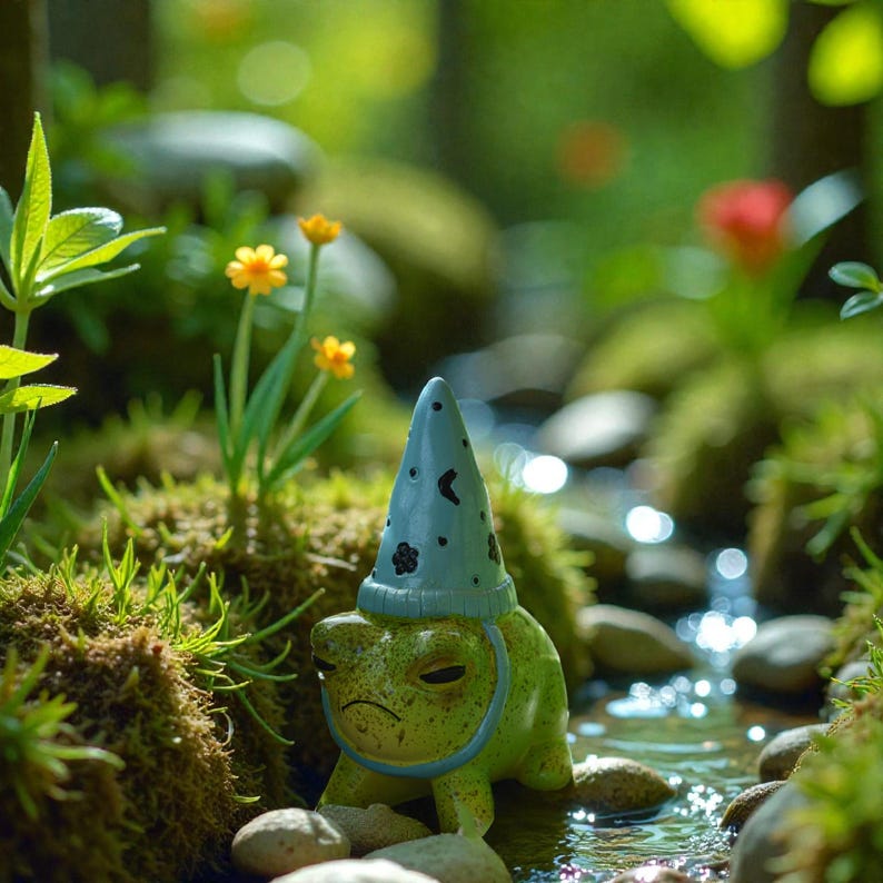 Grumpy Frog Figurines Garden Decor | Cute Toad Mini Statues With Party ...