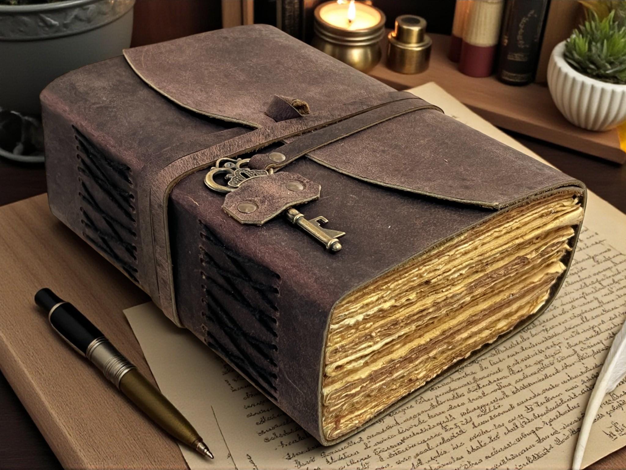400 - Page Handmade Leather Junk Journal With Key – Rustic Vintage ...