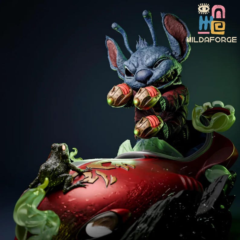 Stitch Galactic Racer STL Statue | 3D Printable Model (1:6 Scale, Non ...