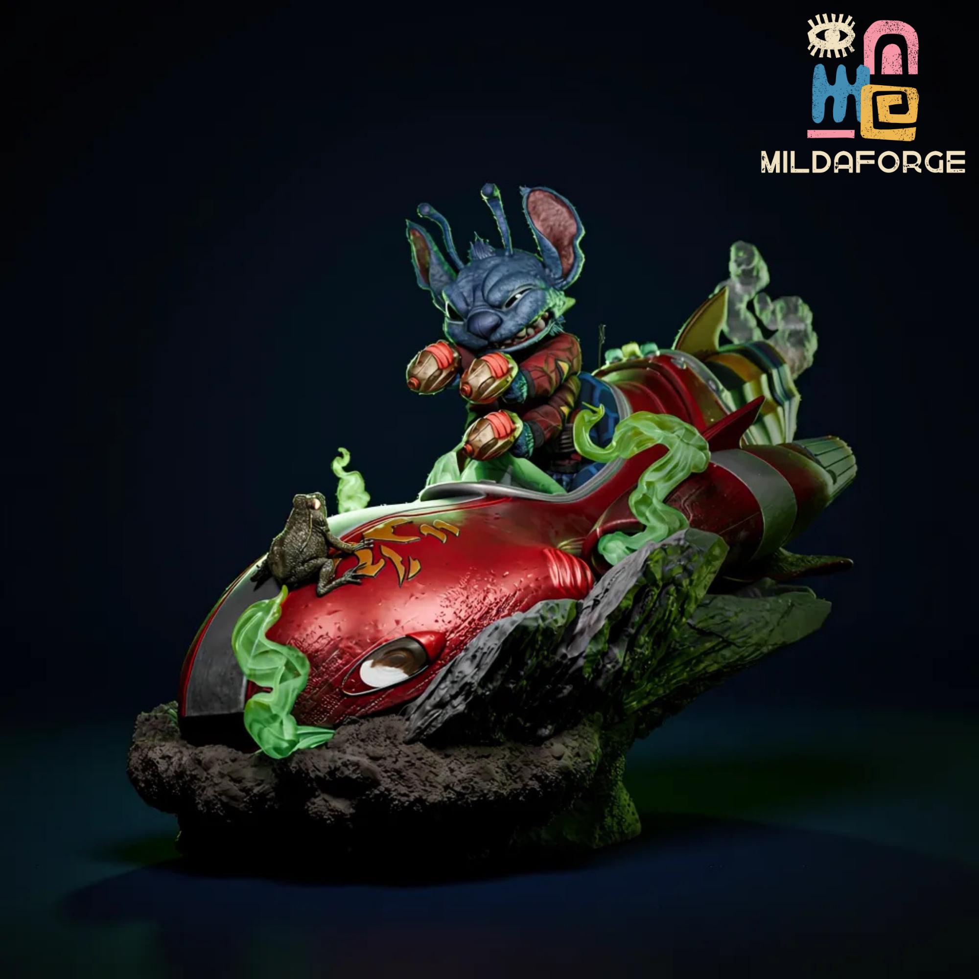 Stitch Galactic Racer STL Statue | 3D Printable Model (1:6 Scale, Non ...