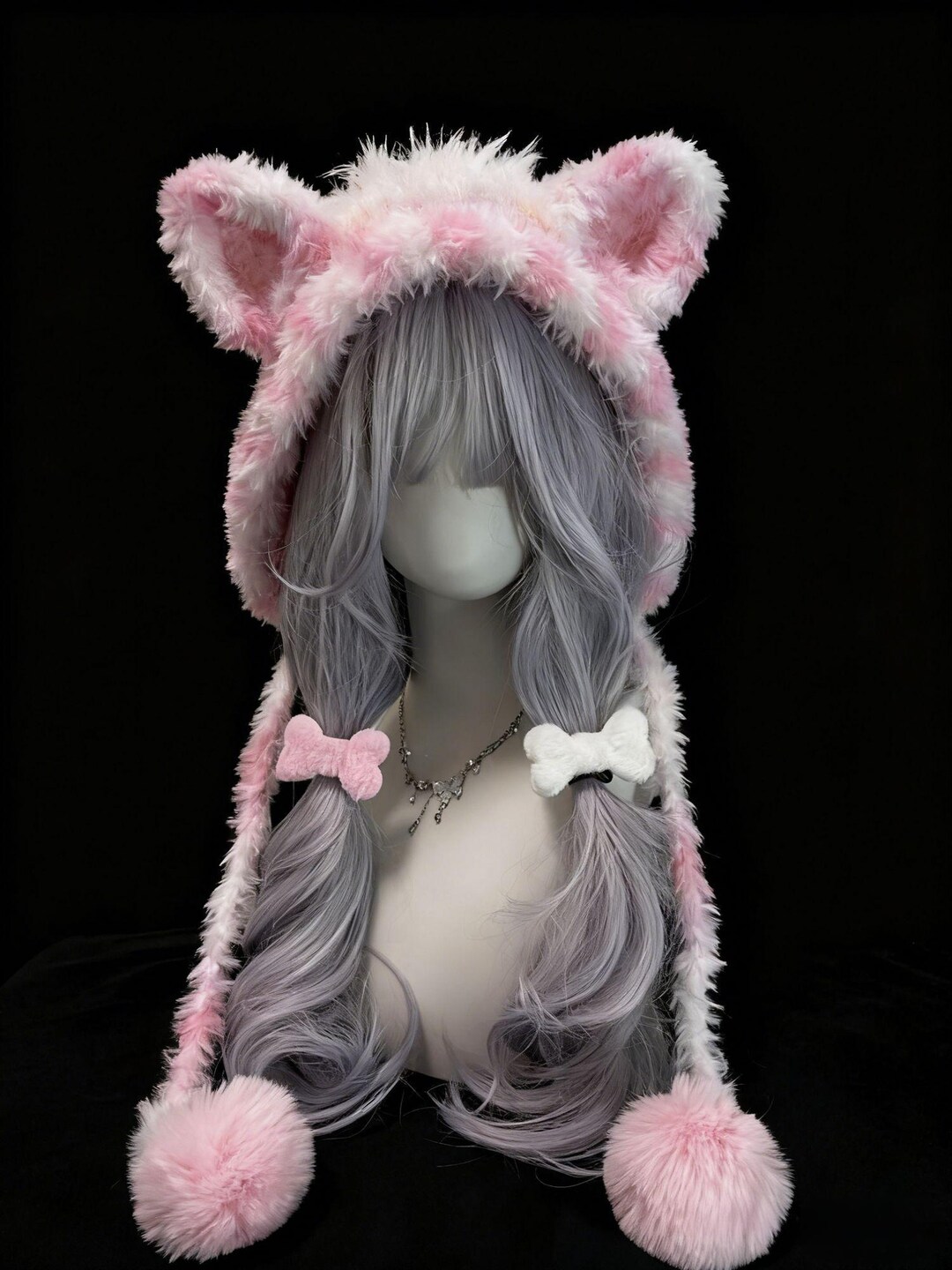 Kawaii Pink Fox Ear Hood | Handmade Crochet Furry Winter Hat - Etsy