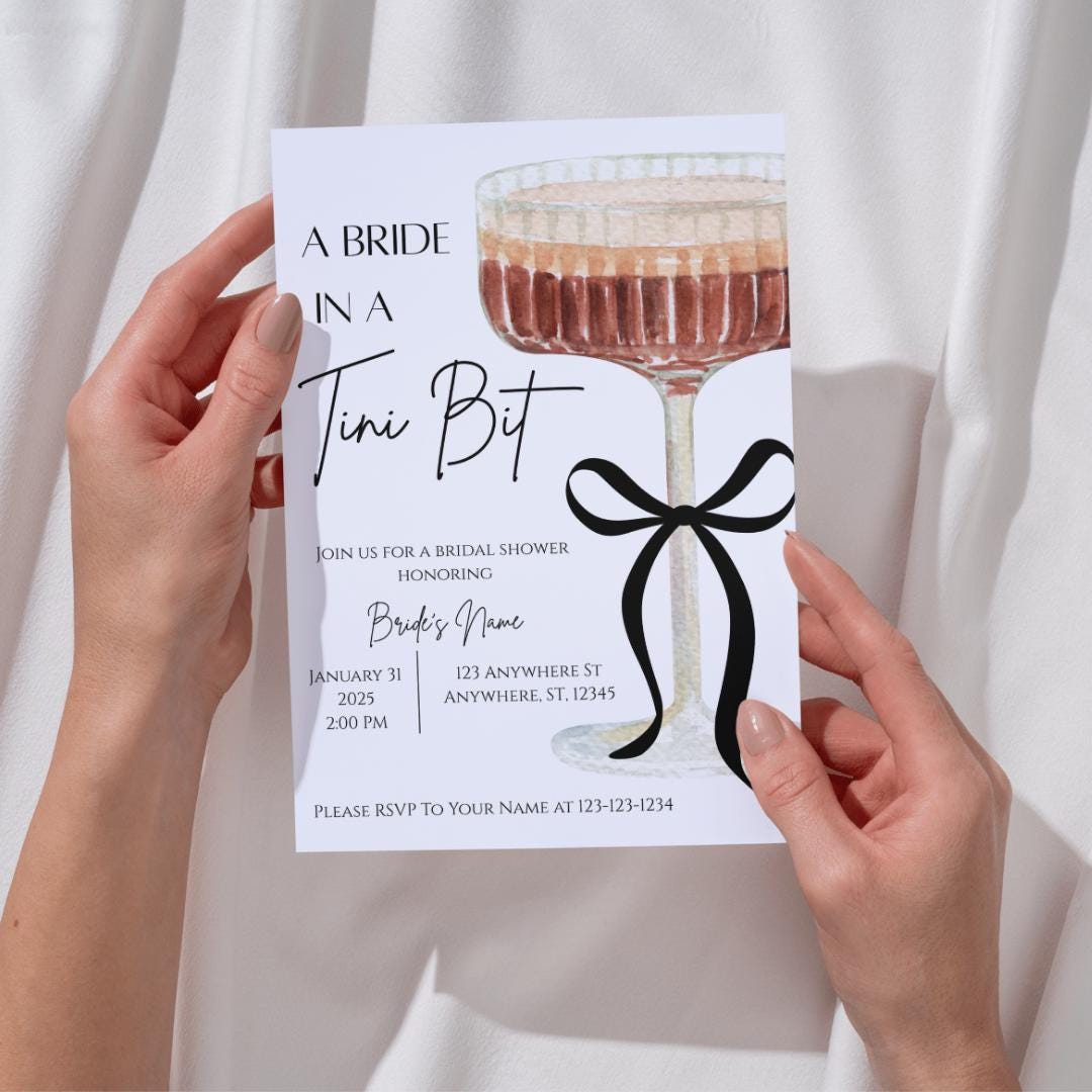 Espresso Martini Bridal Shower Invitation, Bride in a Tini Bit Invite ...