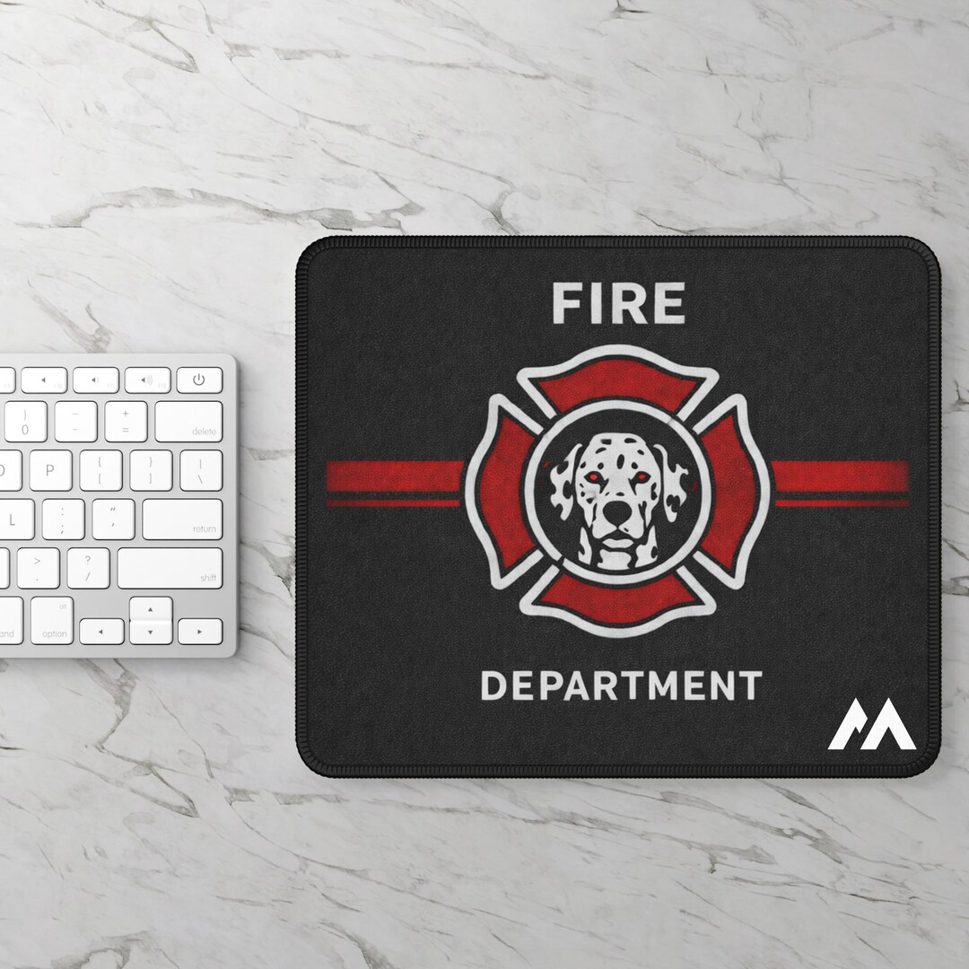 Dalmatian Fire Department Gaming Mouse Pad | Firefighter Badge Desk Mat ...