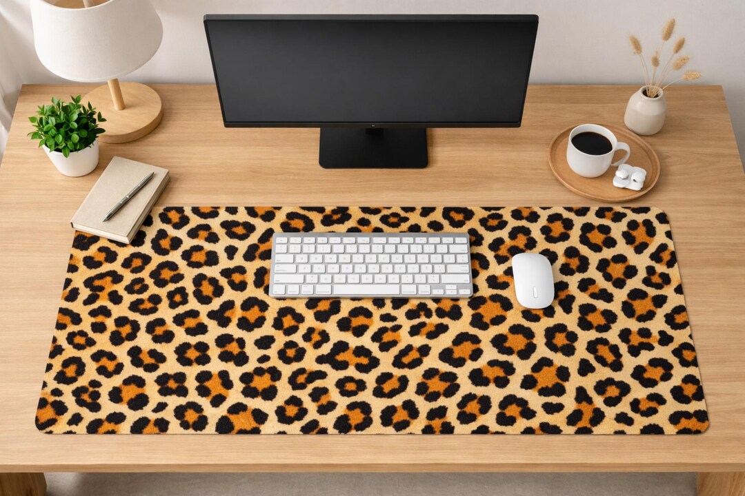 Leopard Print Pattern Desk Mat | Animal Print Mousepad, Office Decor - Etsy