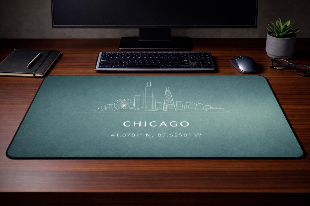 Chicago Skyline Desk Mat | City Skyline Mouse Pad, Coordinates - Etsy