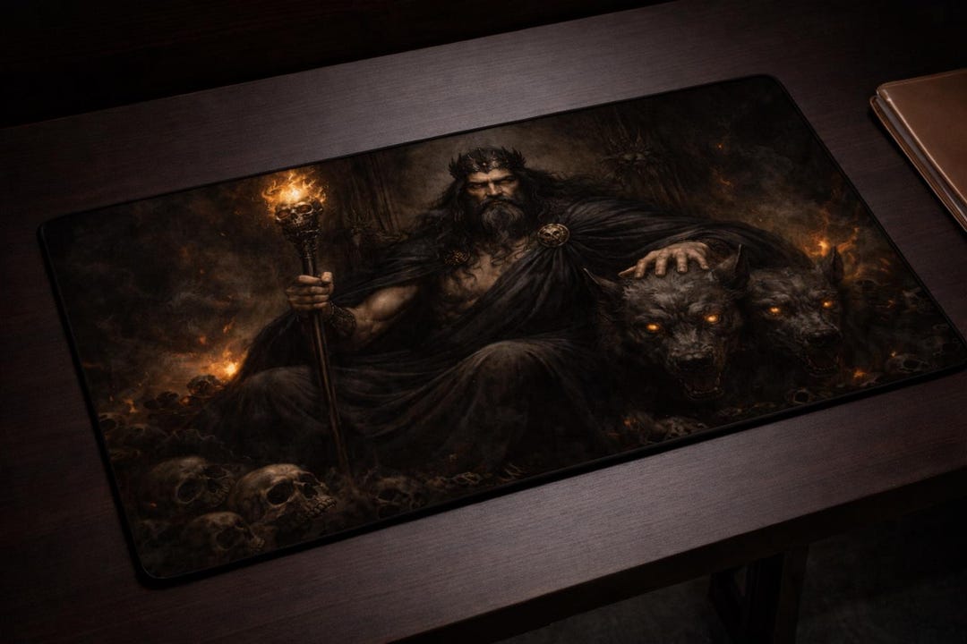 Hades With Cerberus Desk Mat | Mythic Fantasy Gaming Mousepad - Etsy