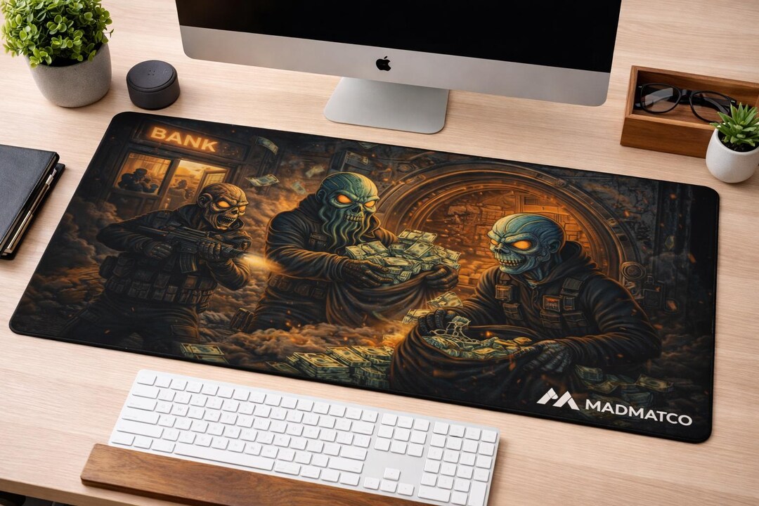 Alien Heist Desk Mat | Gaming Mouse Pad, Scifi Crew Illustration - Etsy