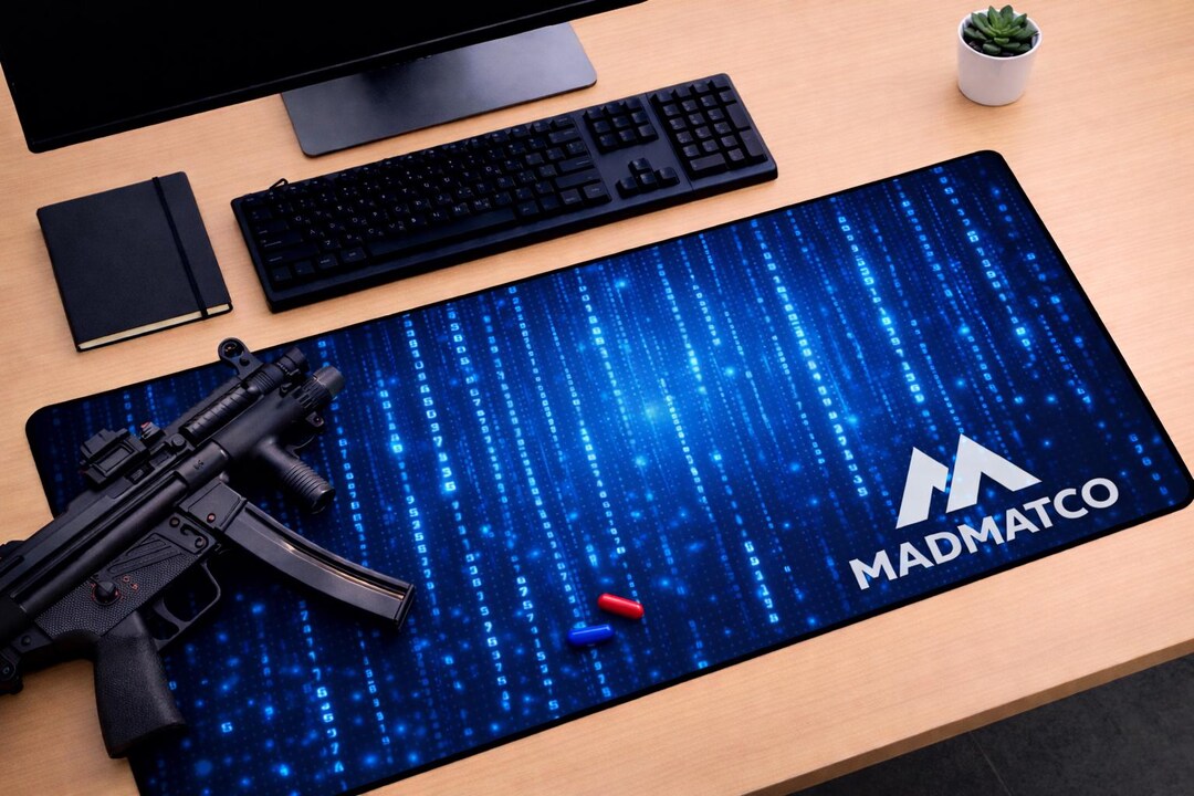 Blue Digital Matrix Desk Mat | Cybercode Keyboard Mouse Pad - Etsy