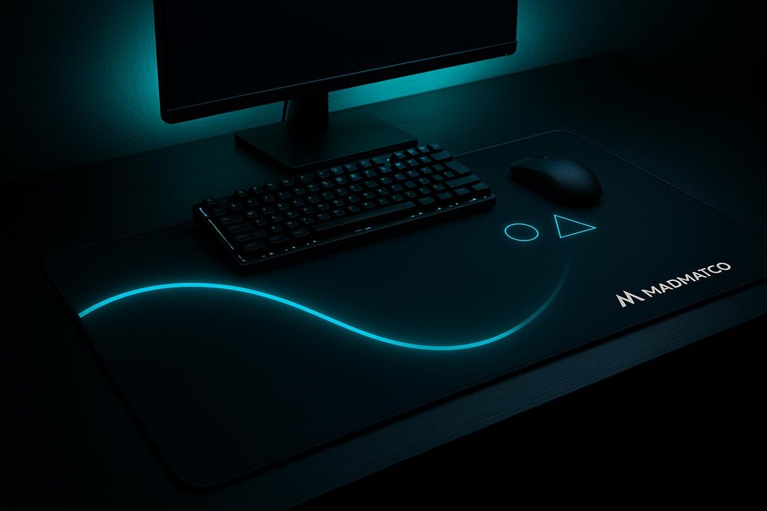 Gaming Desk Mat Large | Extended Mouse Pad | RGB Cyan Glow Desk Pad ...