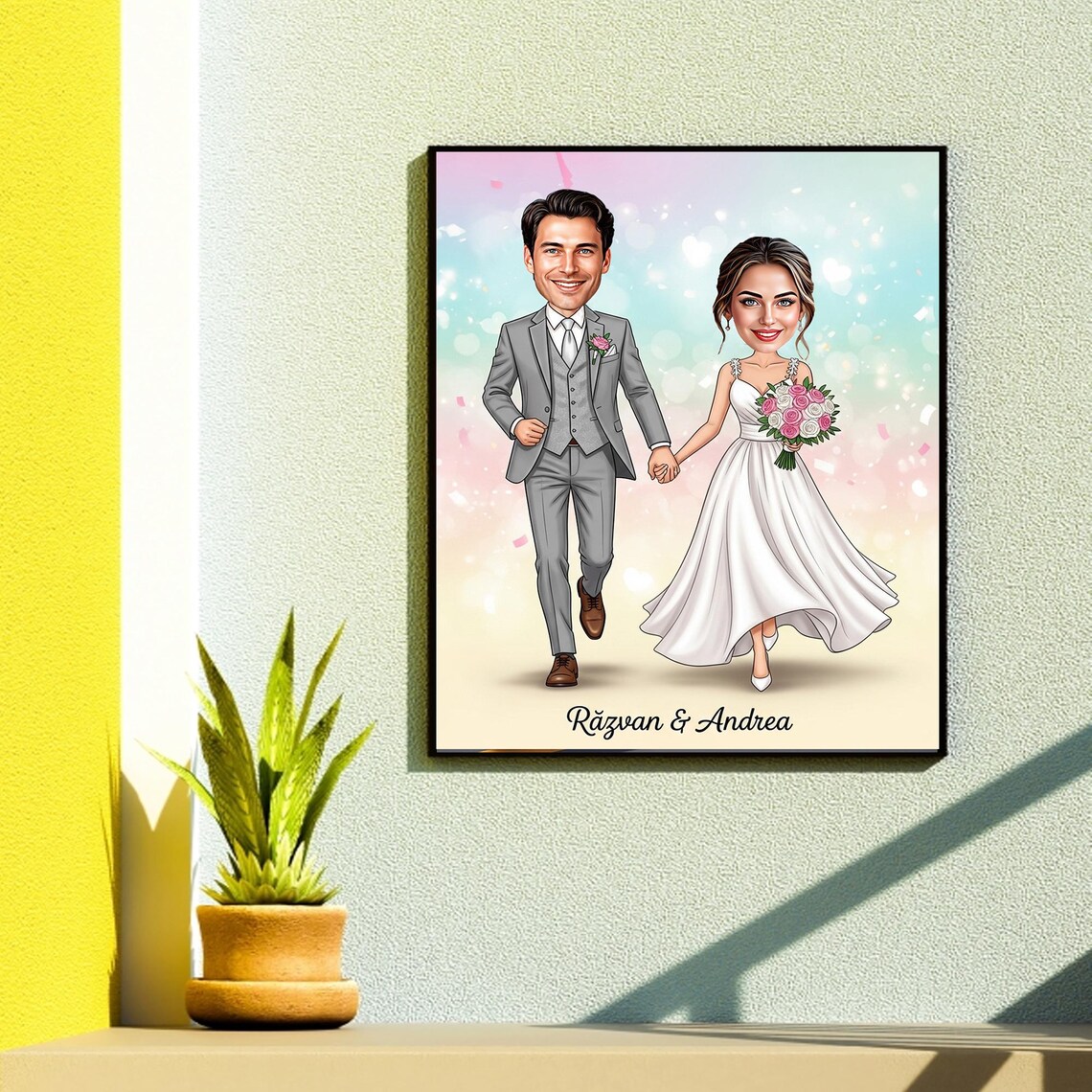 Custom Wedding Caricature | Personalized Couple Portrait From Photo ...