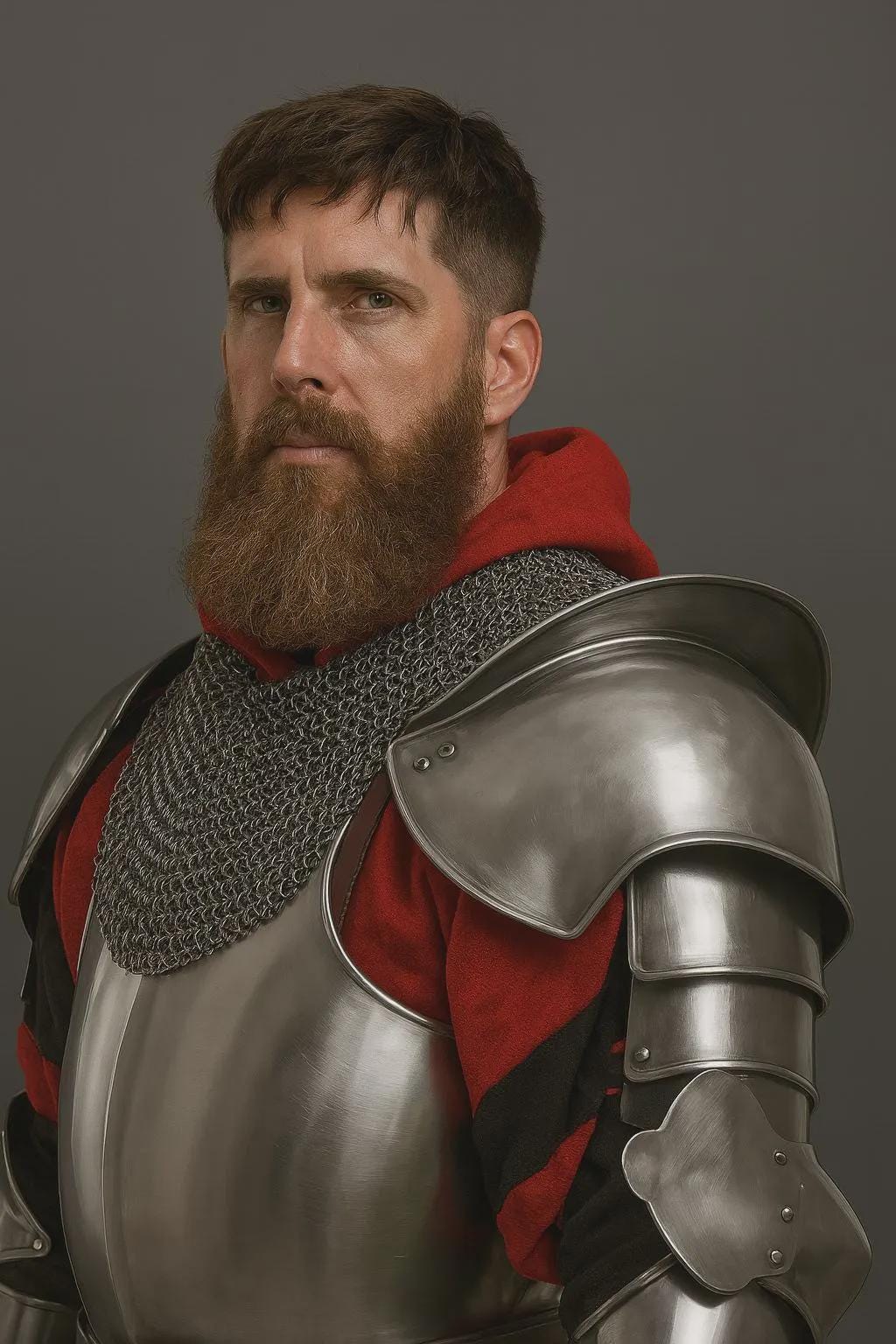 Medieval Knight Full Armor Suit With Red Cloak Chainmail, Helmet ...
