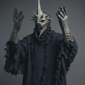 Ring Wraith Costume With Nazgul Helmet, Gloves and Black Cape - Perfect ...