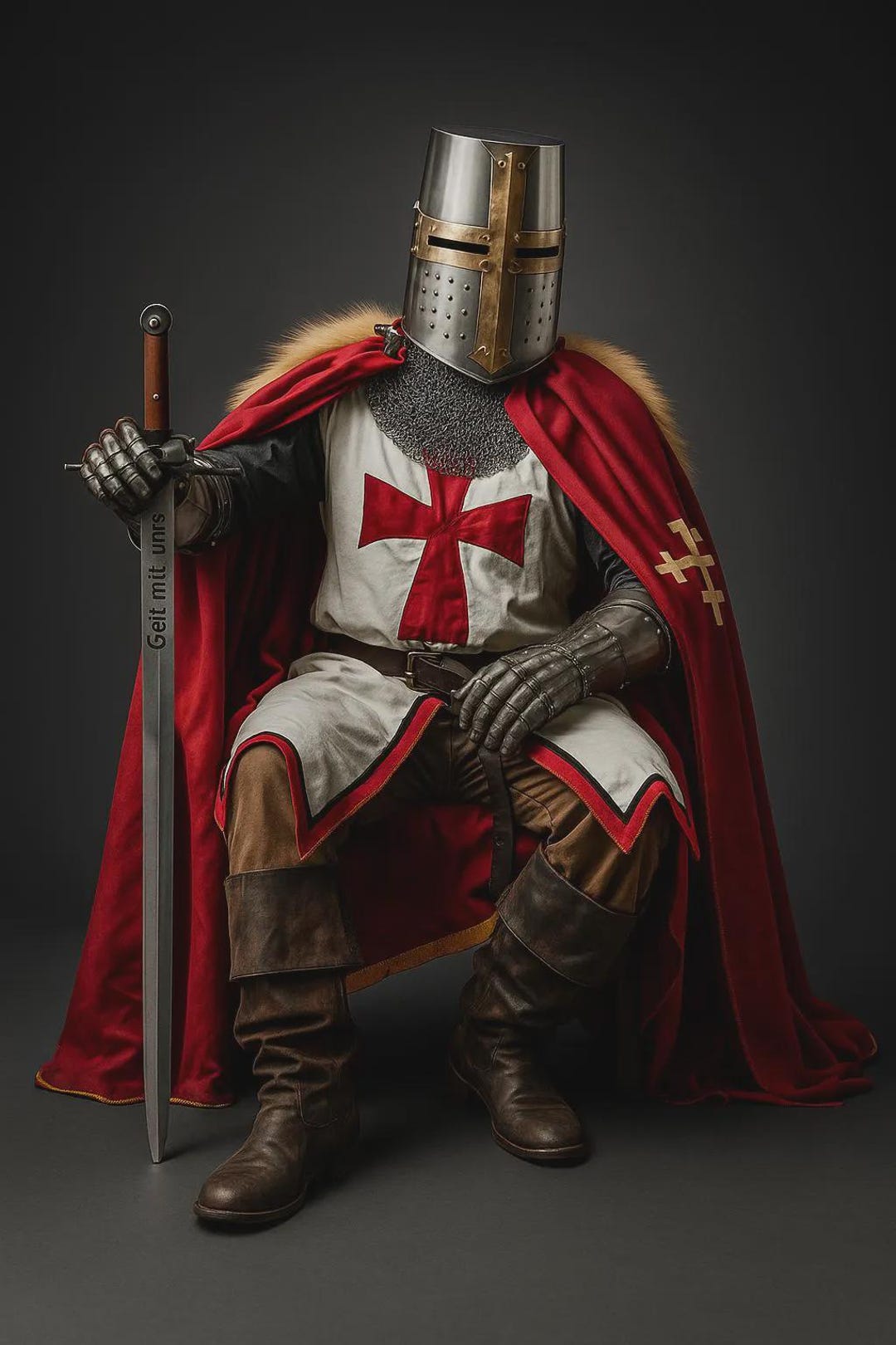 Medieval Knight Full Body Armor With Royal Shrug Templar | 18 Gauge ...