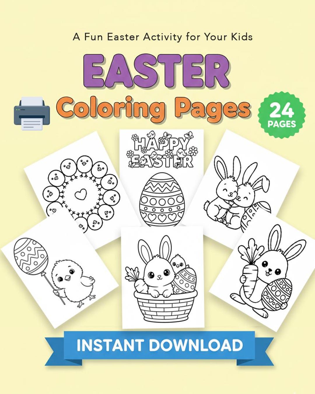 Easter Coloring Pages – 24 Printable Sheets for Kids, Preschool ...