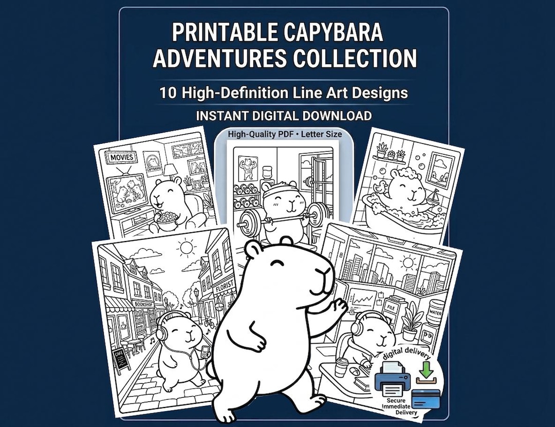 10 Capybara Coloring Pages | Bold Easy Relaxing Printable Sheets ...