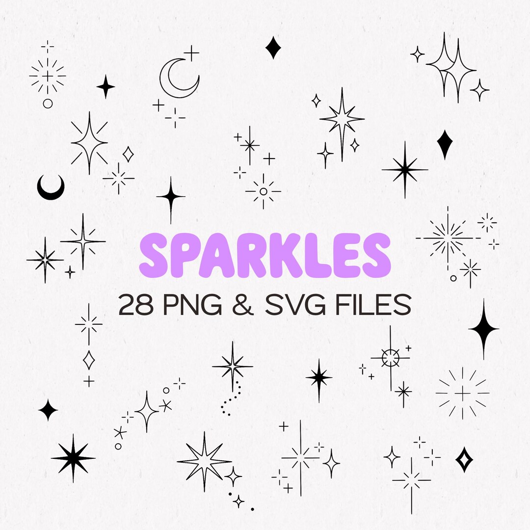 Simple Sparkles SVG and PNG Files Stars Clipart Bundle Line Art - Etsy ...