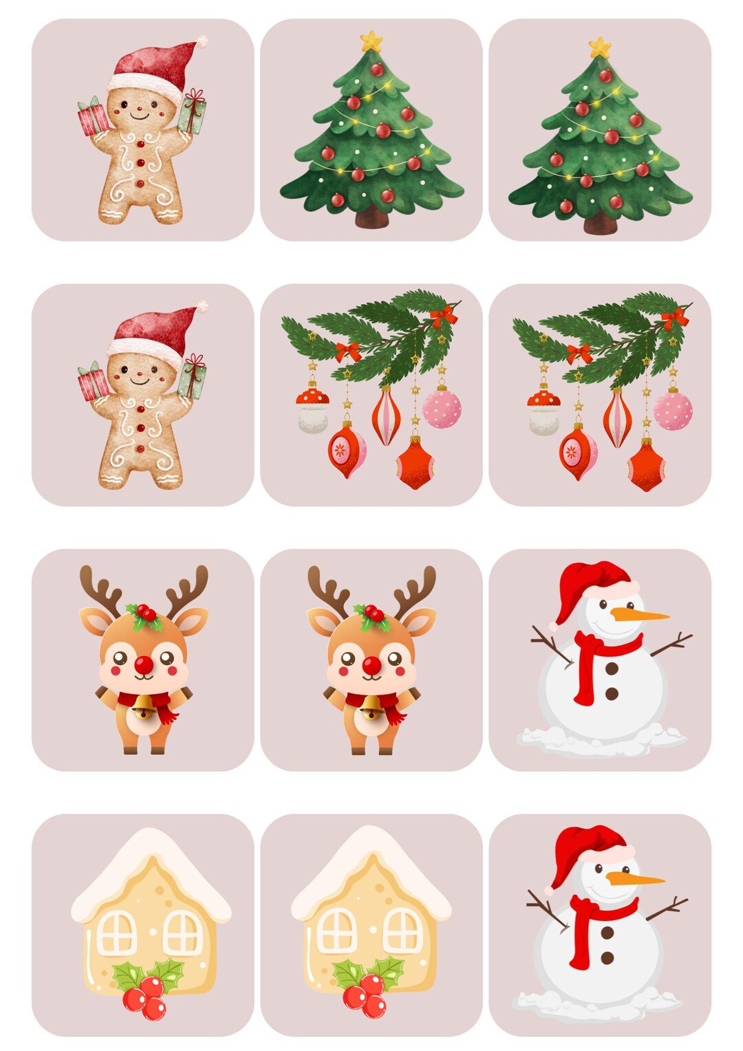 Printable Christmas Memory Game for Kids | 24 Holiday Matching Cards ...