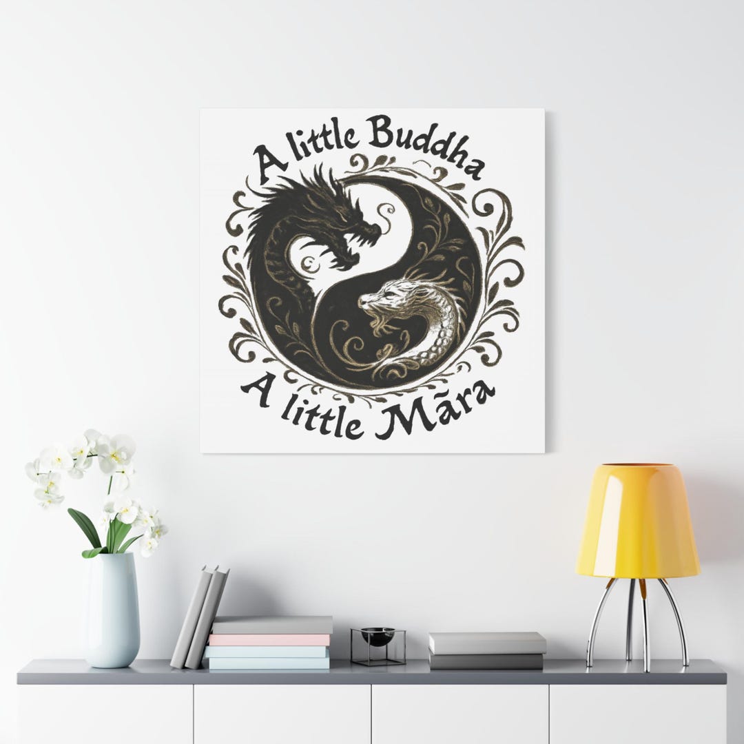 Canvas Wall Art, Buddha and Mãra, Spiritual Home Decor, Zen Meditation ...