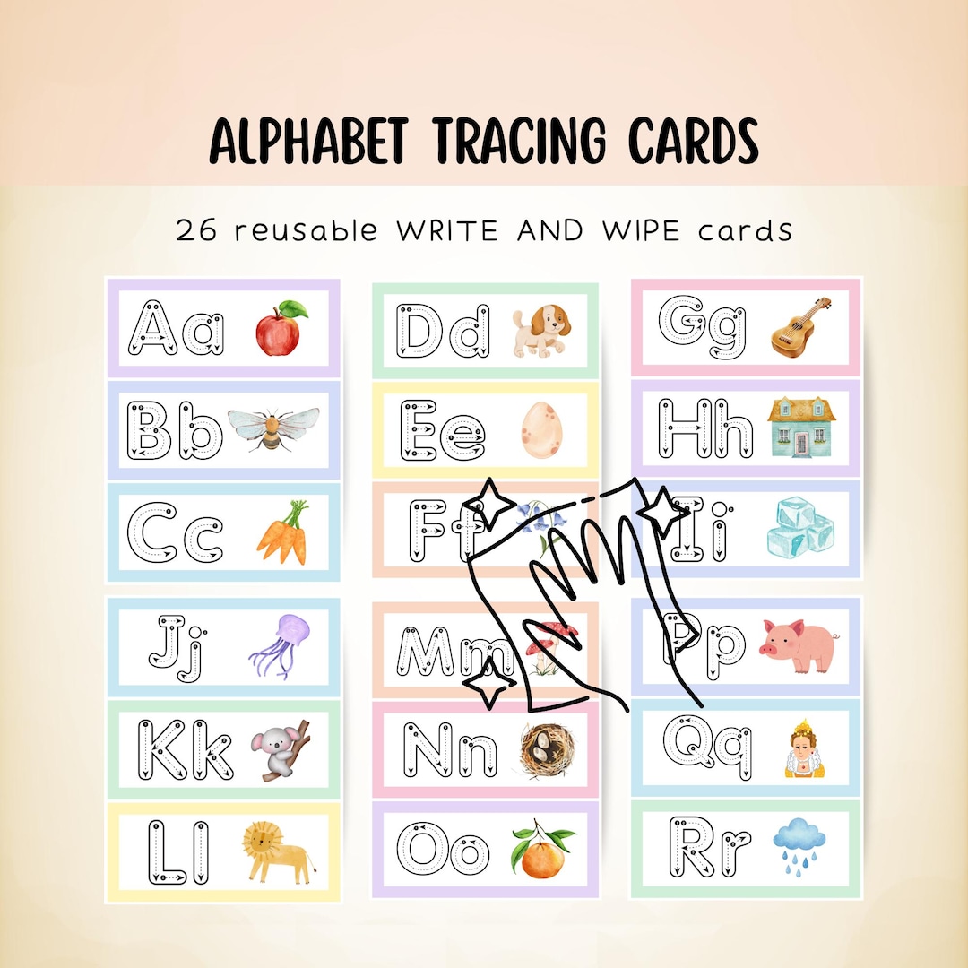 Alphabet Tracing Write & Wipe Cards | Watercolor ABC Printables - Etsy