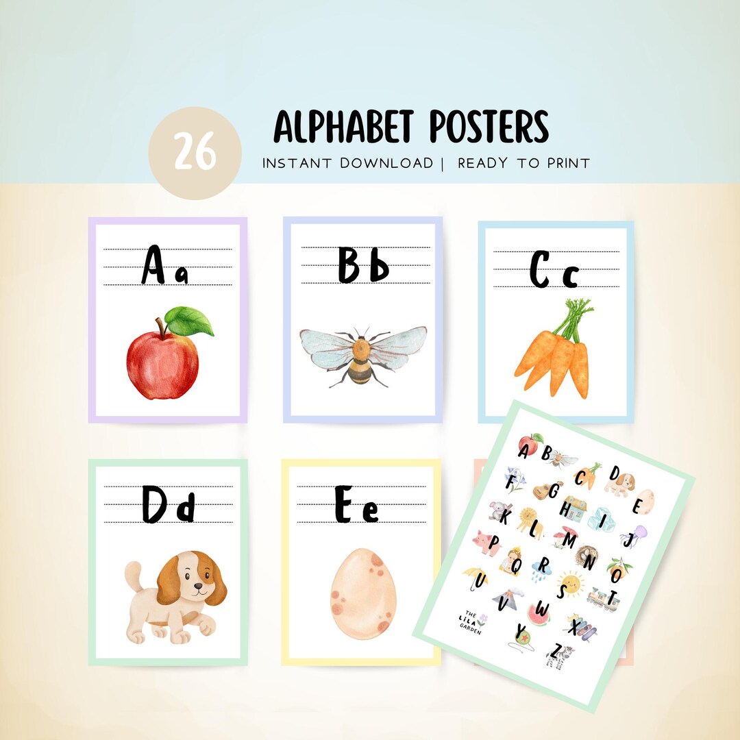 Alphabet Posters | Watercolor ABC Printables | Montessori Wall Art ...