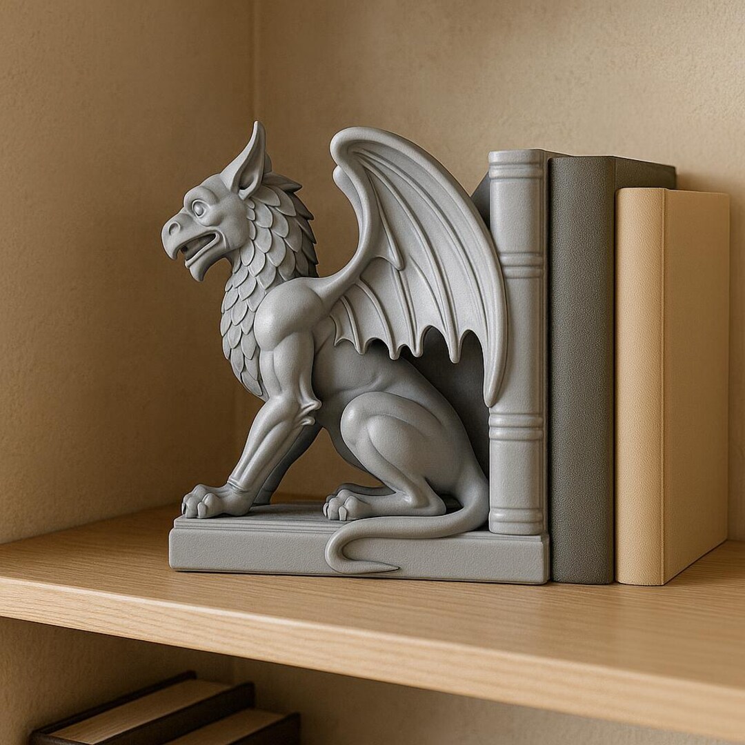 Gryphon Bookend – Fantasy Gargoyle Statue for 3D Printing | STL File - Etsy