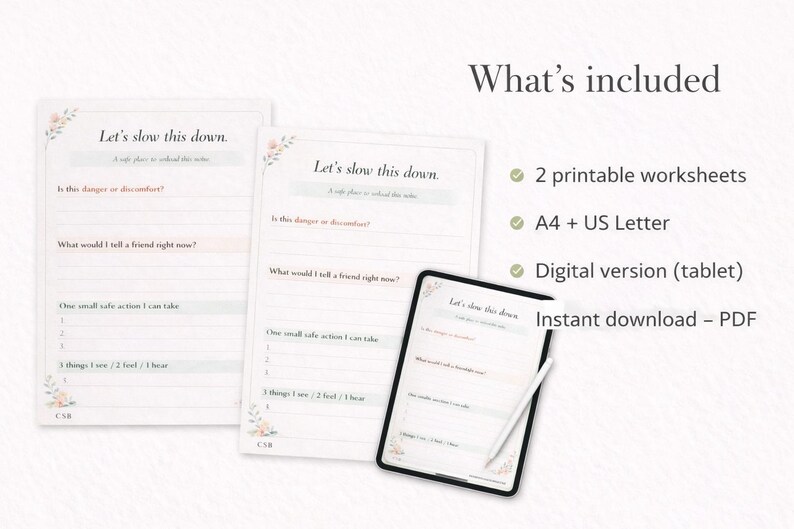 Anxiety Relief Worksheets Printable PDF | A4 & US Letter | Digital ...