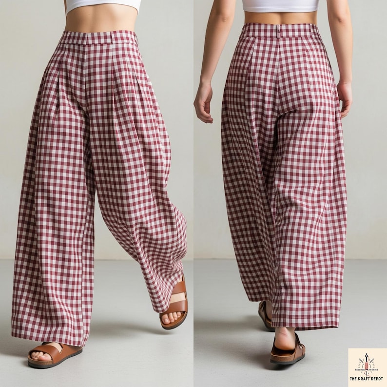 Wide Leg Pants Sewing Pattern | Beginner Elastic Waist Palazzo Trousers ...