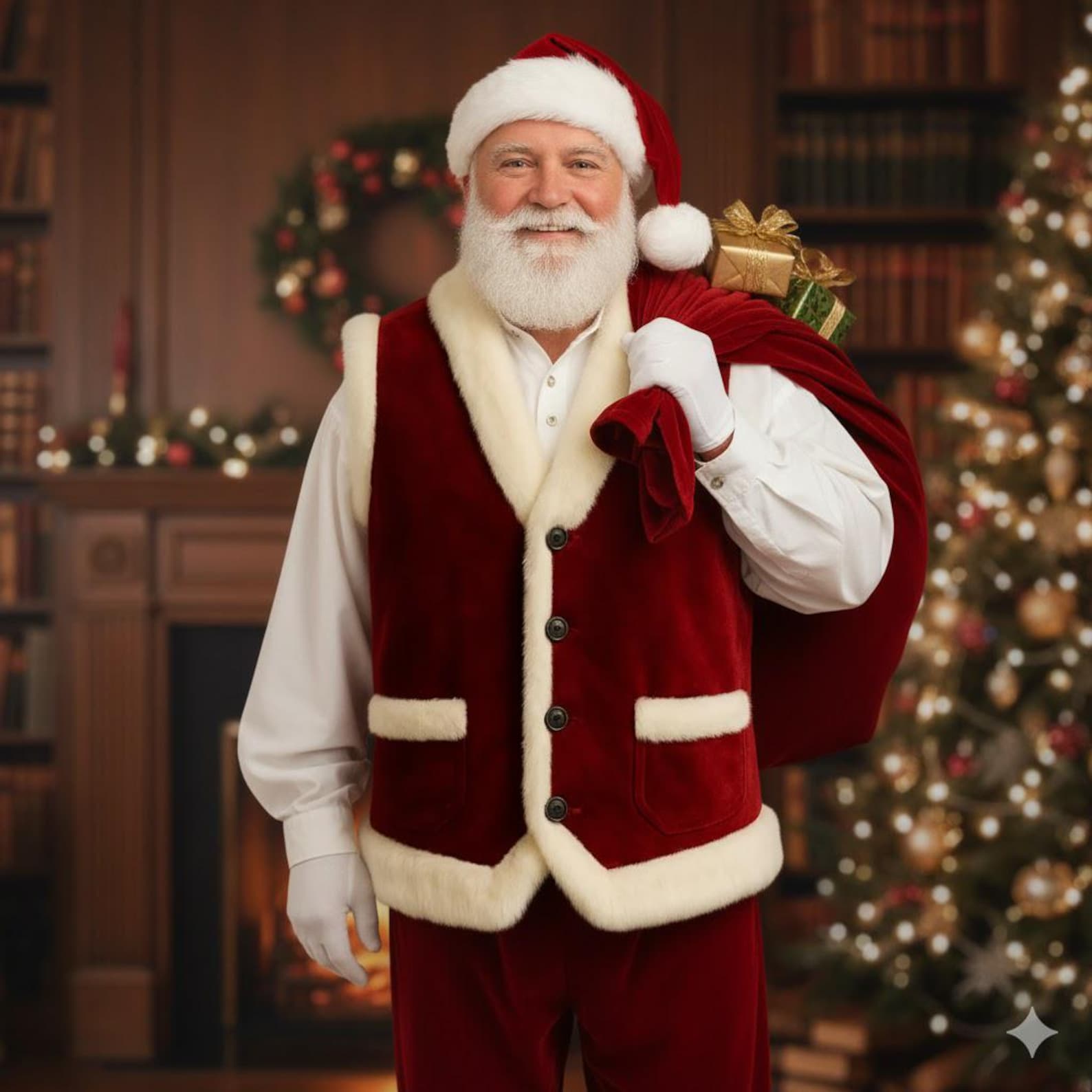 Mr. Santa Red Velvet Vest – Classic Christmas Costume Waistcoat for Men ...