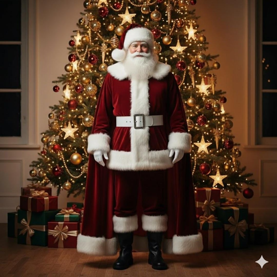 Luxury Santa Claus Costume With White Fur Trim:premium Velvet Santa ...