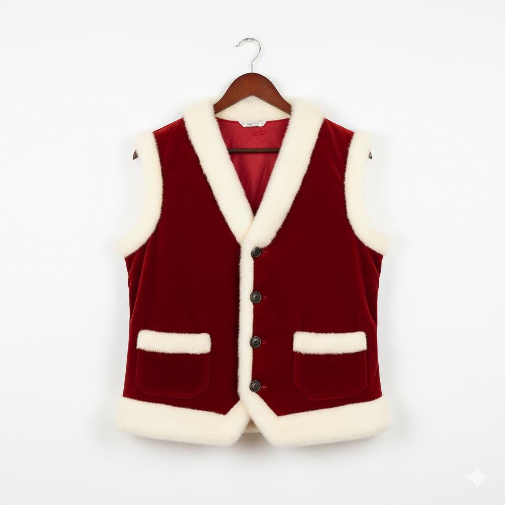 Mr. Santa Red Velvet Vest – Classic Christmas Costume Waistcoat for Men ...