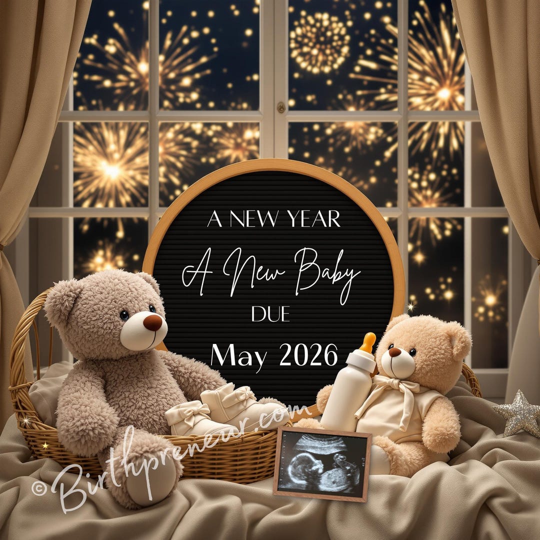 New Year Pregnancy Announcement Template – Gender Neutral Baby Reveal ...
