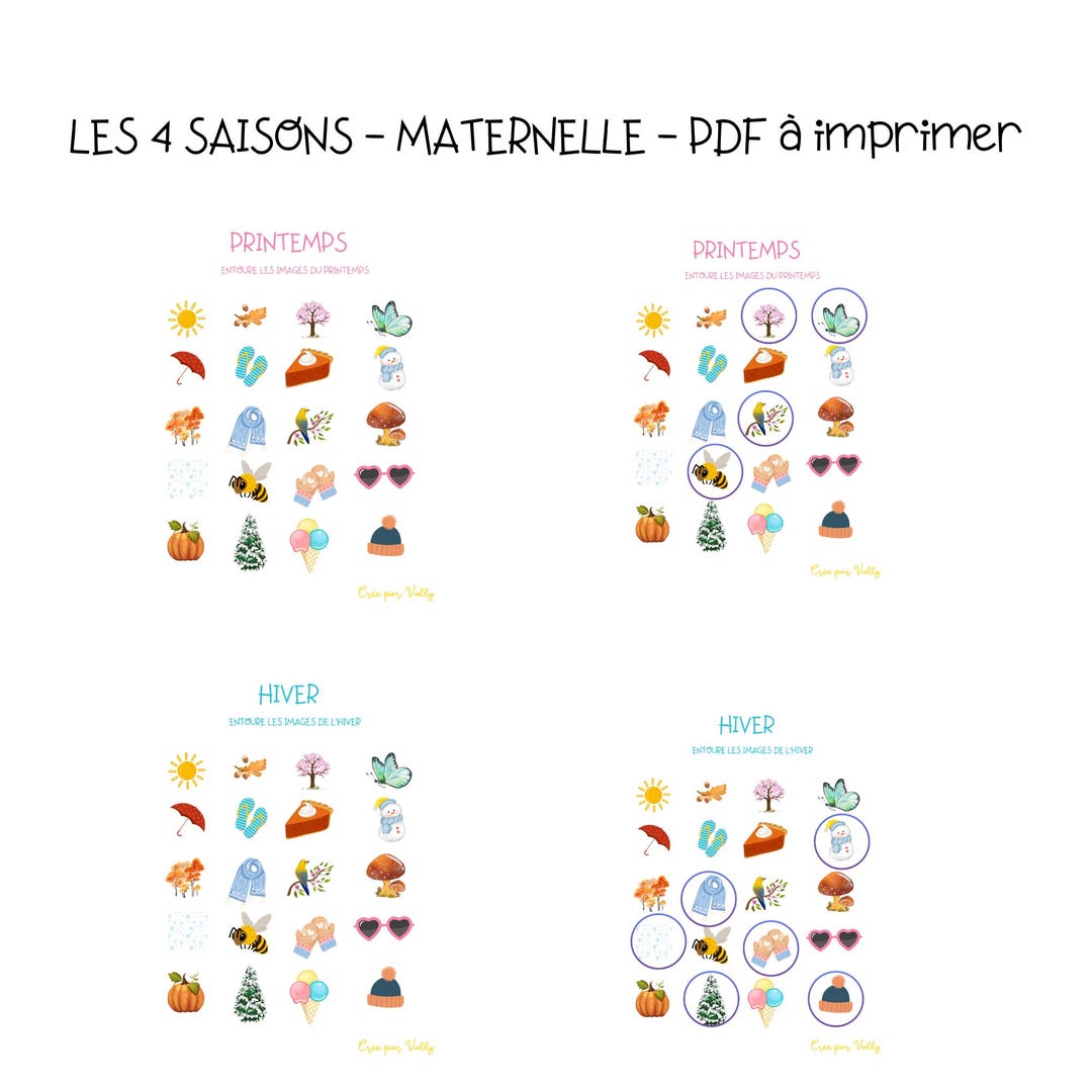 Four Seasons Preschool Activity - Printable PDF Worksheet - Educational ...