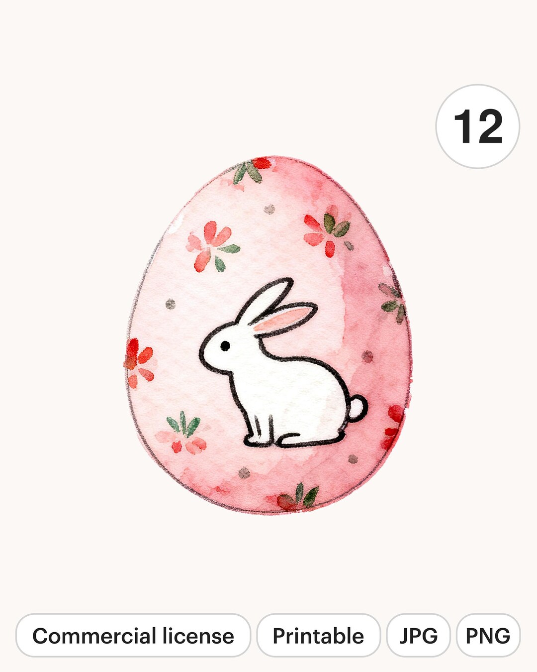 12 Easter Egg Watercolor PNG Clipart | Printable Digital Download for ...