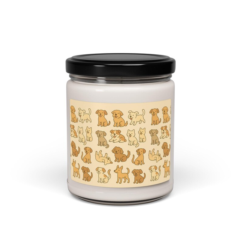 Cartoon Dogs Soy Candle - 9oz Jar, Paw Print Pattern - Etsy