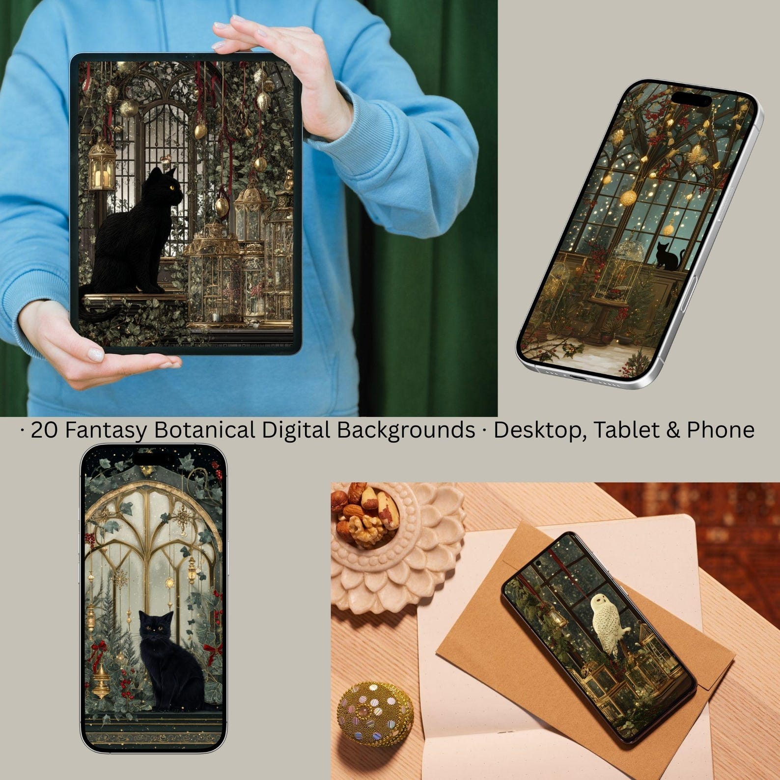 Arcane Christmas Greenhouse Wallpaper Set · 20 Fantasy Botanical ...