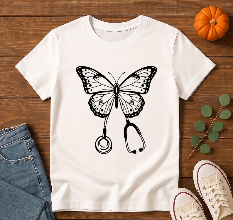 Butterfly Stethoscope Silhouette – SVG PNG JPG Cut Files (digital ...