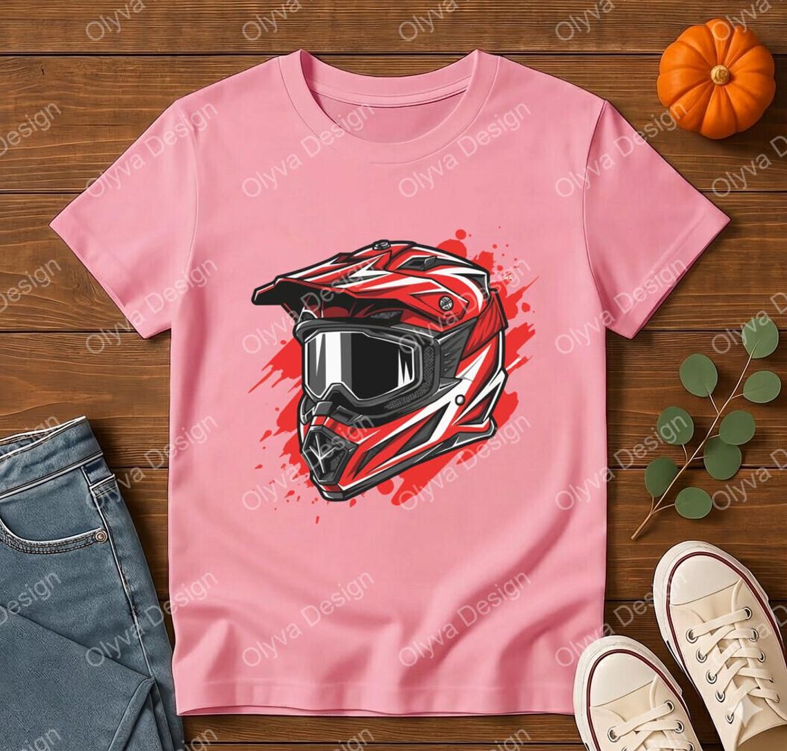 Dynamic Red Motorcycle Helmet Illustration , Bold Vintage Style for ...
